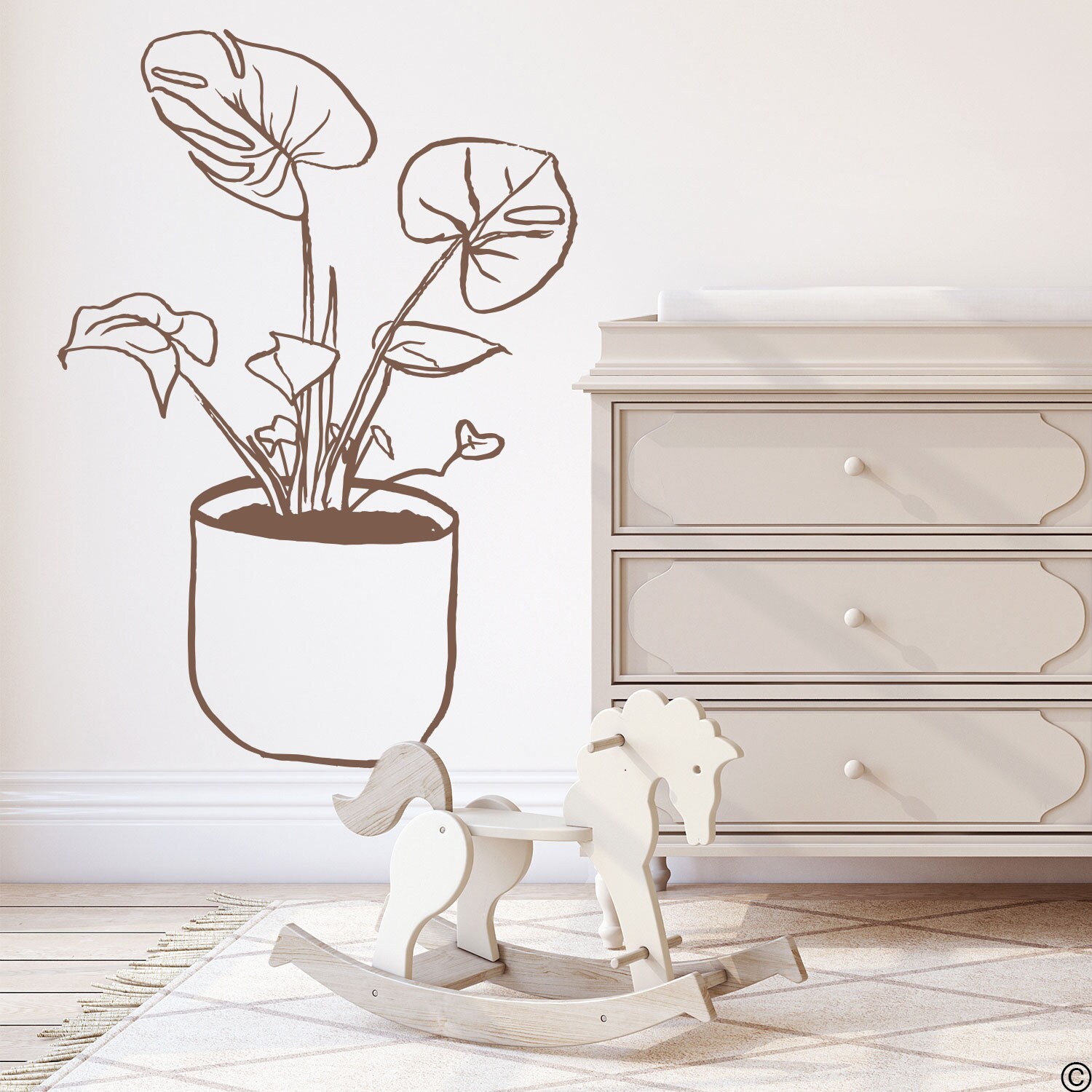 Hand Drawn Young Swiss Cheese Potted Plant Wall Decal Modern - Etsy