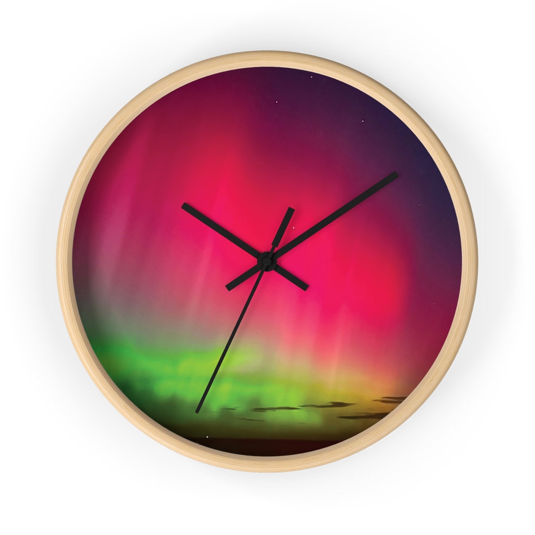 Northern Lights Aurora Wall Clock Unique Gift, Natural Phenomena Decor ...