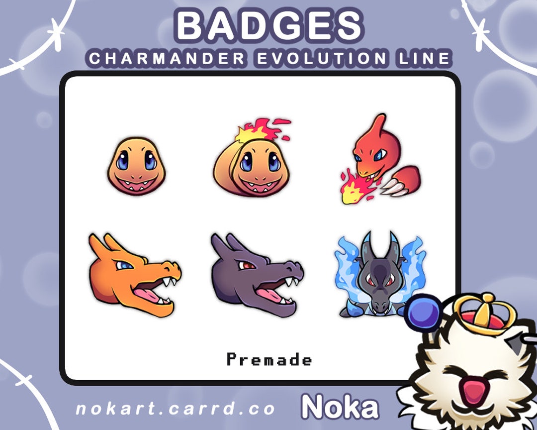 PREMADE Charmander Evolution Line Badges - Etsy