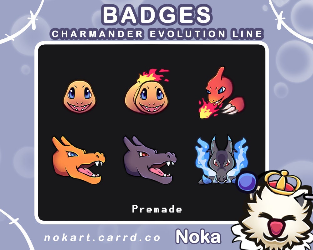 PREMADE Charmander Evolution Line Badges - Etsy
