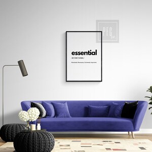 Essential Black and White Definition Wall Art, Essential Quote ...