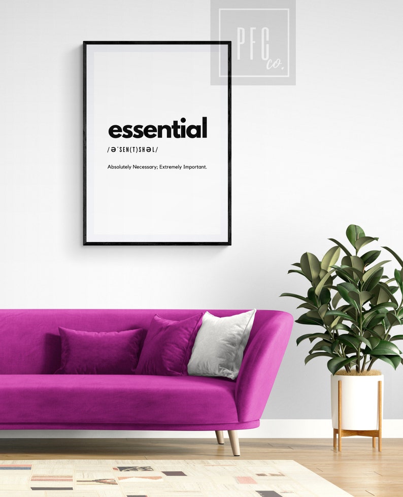 Essential Black and White Definition Wall Art, Essential Quote ...