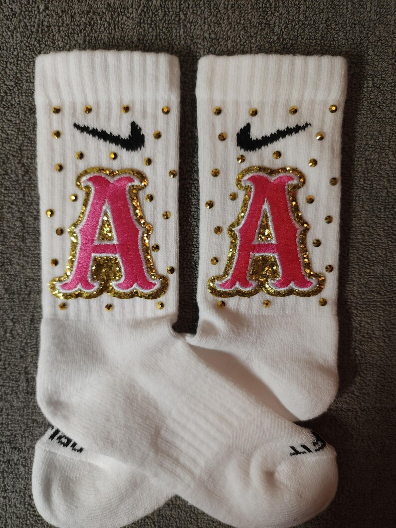 Custom Kid's Initial "a" Rhinestoned, Blinged Nike Socks, Gift Ideas ...