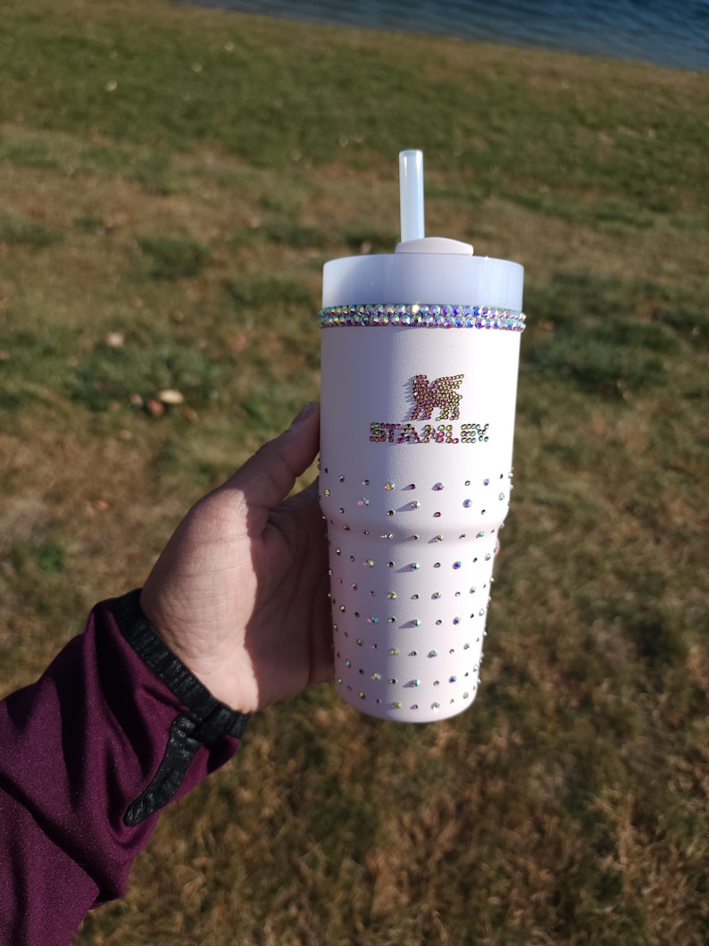 14oz Custom Pink Stanley Tumbler With Hand-placed Glass Rhinestones ...