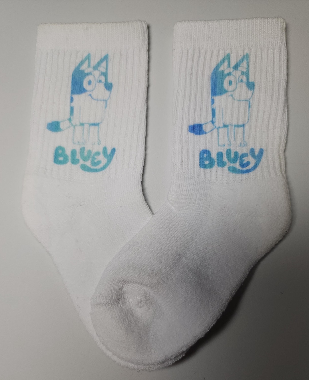Handmade Bluey Socks. Crew Socks for Kids in Size 6-10 1/2 Shoes. Gift ...