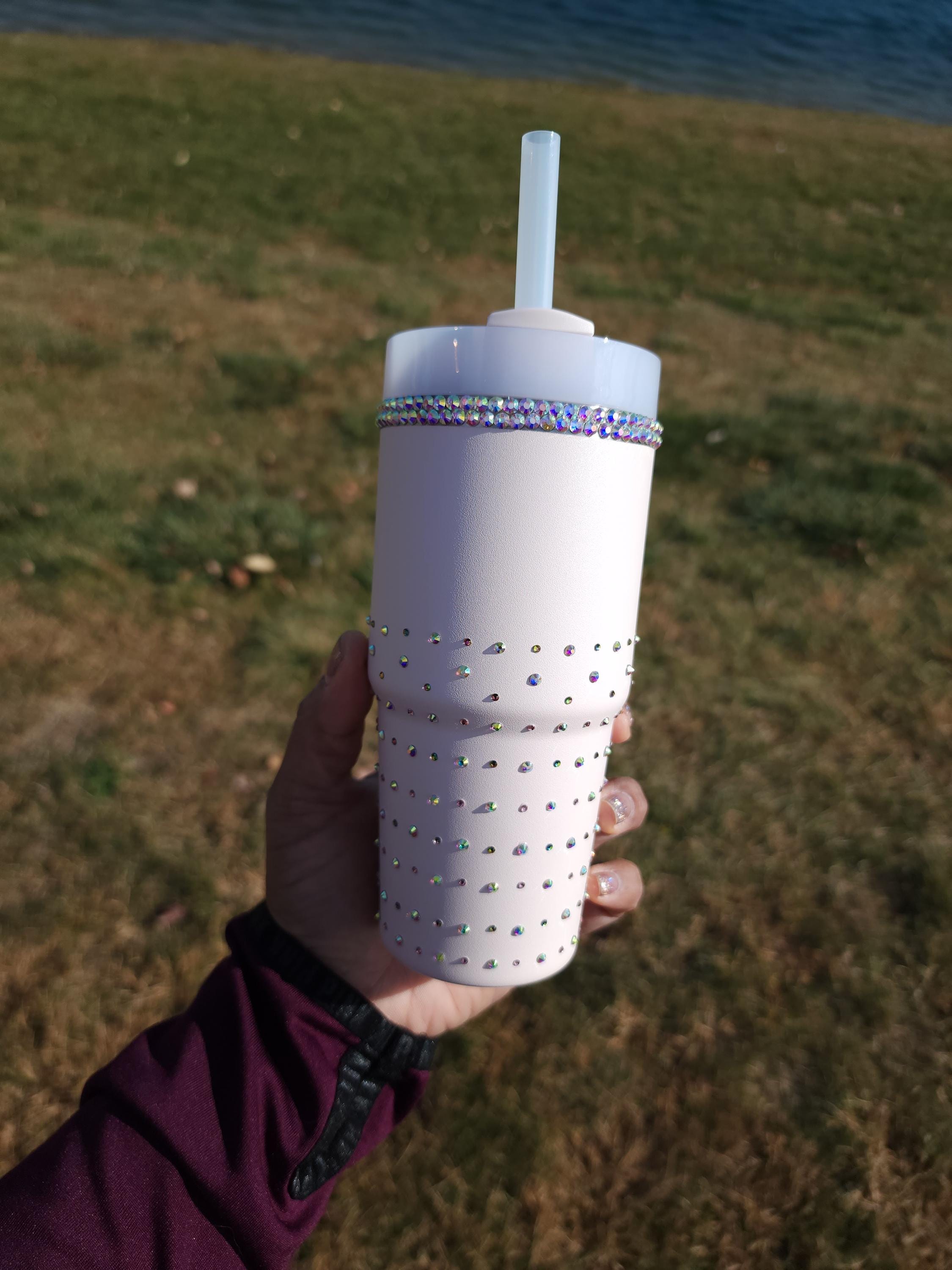 14oz Custom Pink Stanley Tumbler With Hand-placed Glass Rhinestones ...