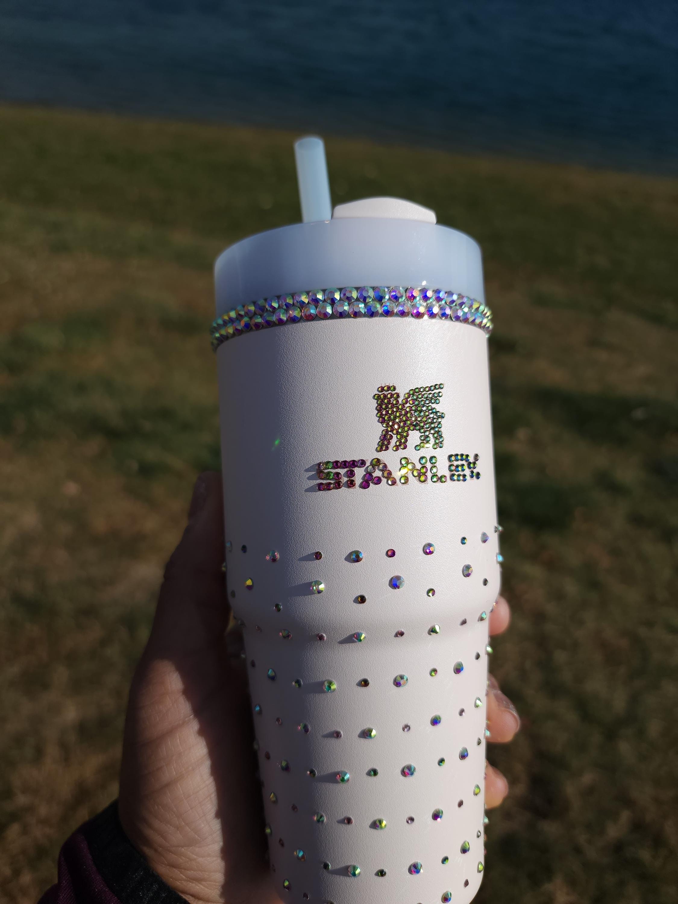 14oz Custom Pink Stanley Tumbler With Hand-placed Glass Rhinestones ...