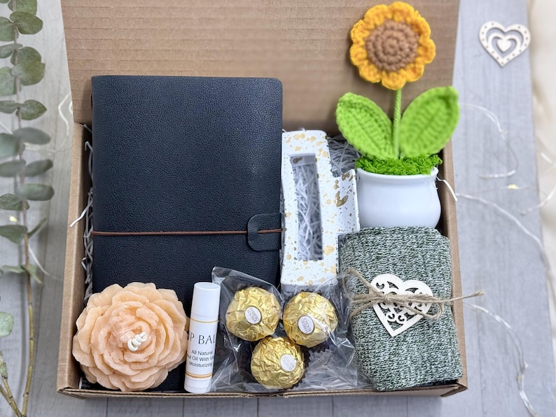 Hygge Spa Gift Box: Candle, Tea, Bath Salts, Socks, Face Mask, Almonds ...