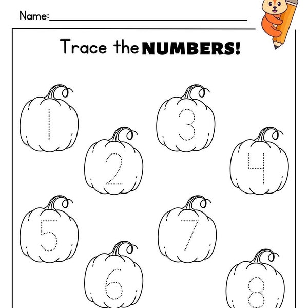 Acorn Number Trace - Etsy