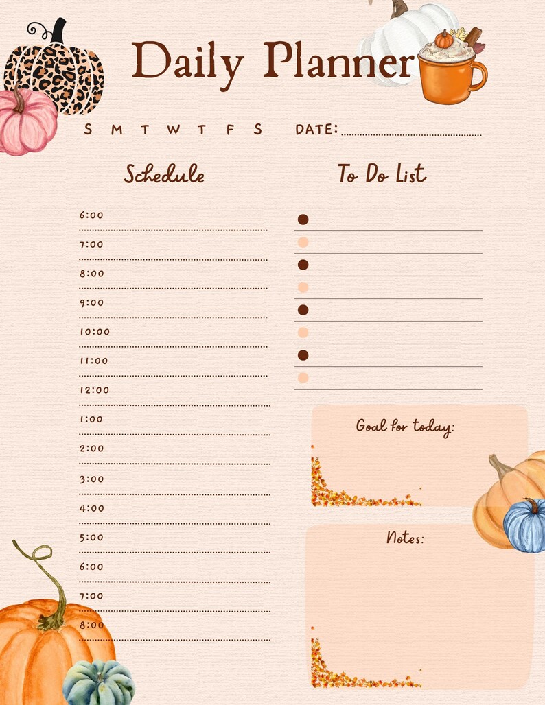 Fall Daily Planner | Digital Download| PDF, JPG - Etsy