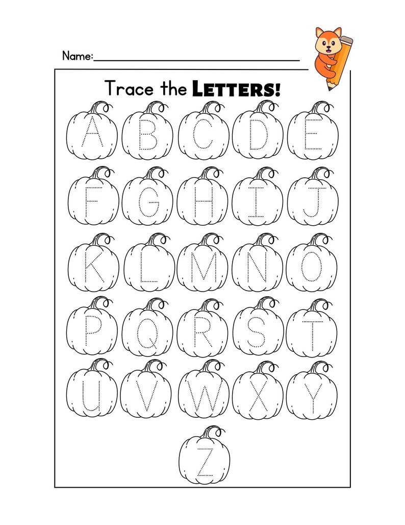 Pumpkin Uppercase Alphabet Trace - Etsy