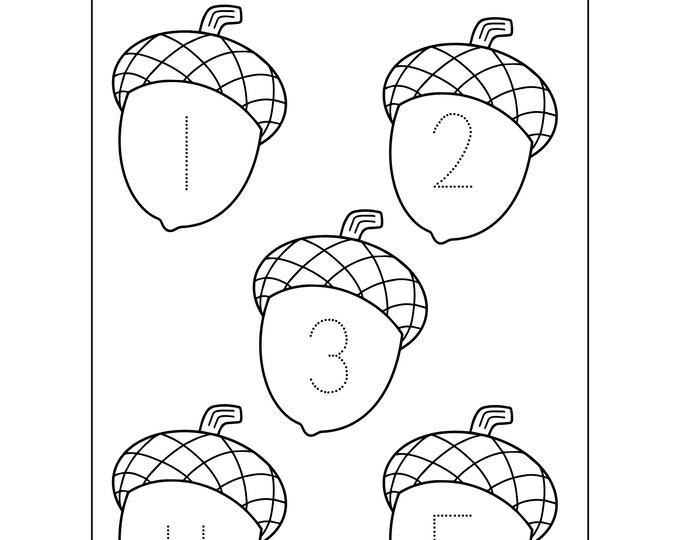 Acorn Number Trace - Etsy
