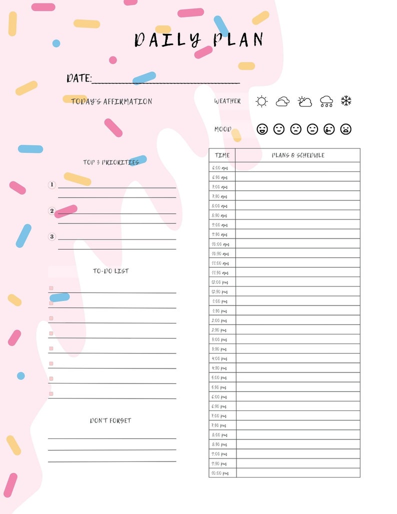 Sprinkles Printable Daily Planner - Etsy