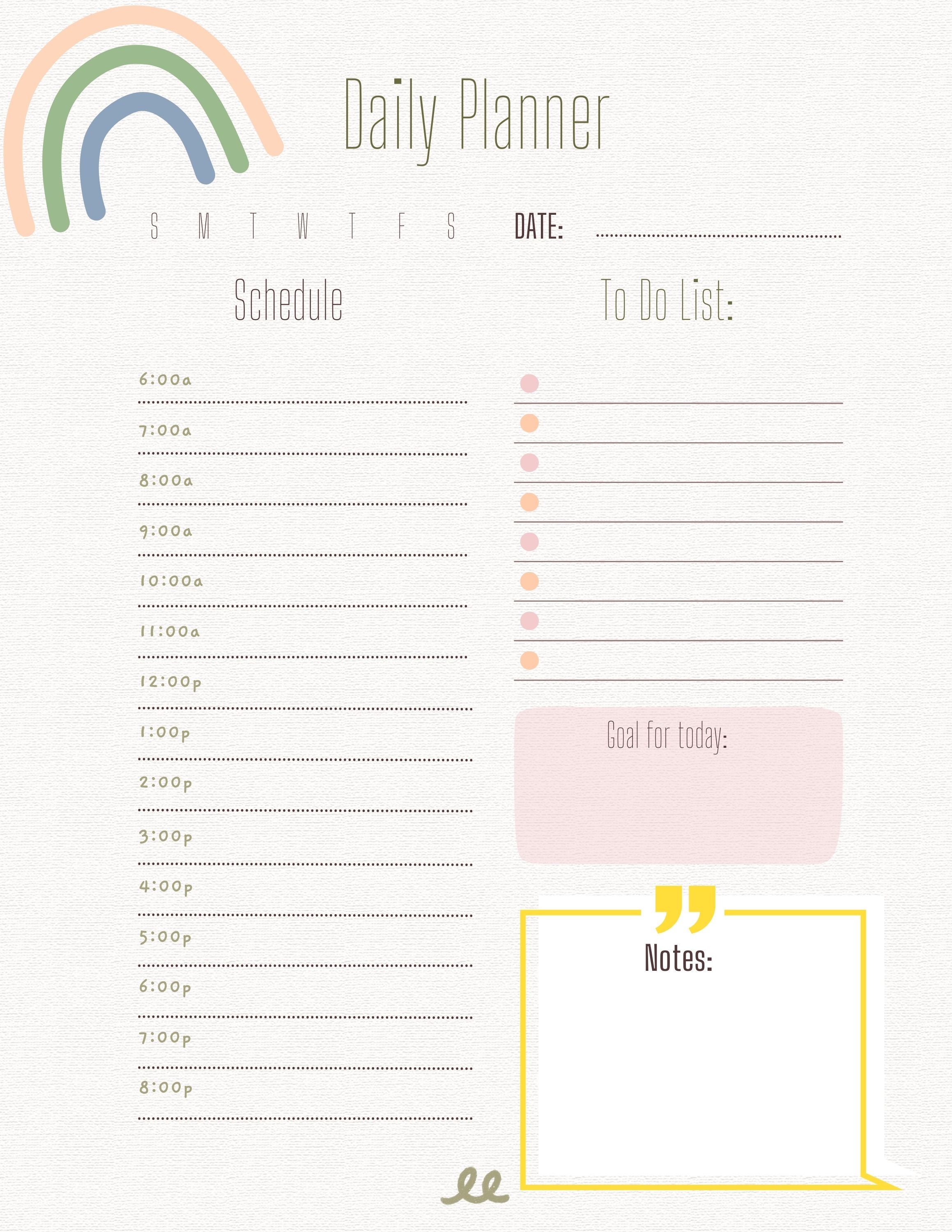 Rainbow Printable Daily Planner - Etsy