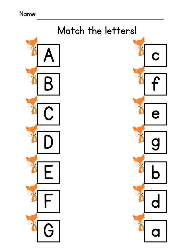 Fox Alphabet Matching - Etsy