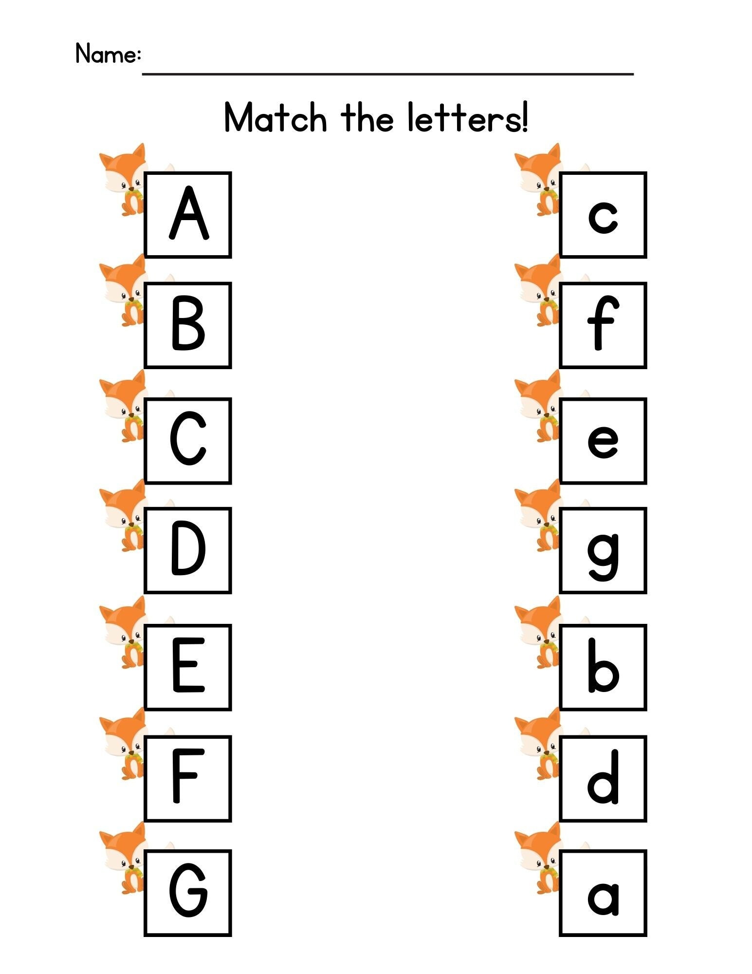 Fox Alphabet Matching - Etsy