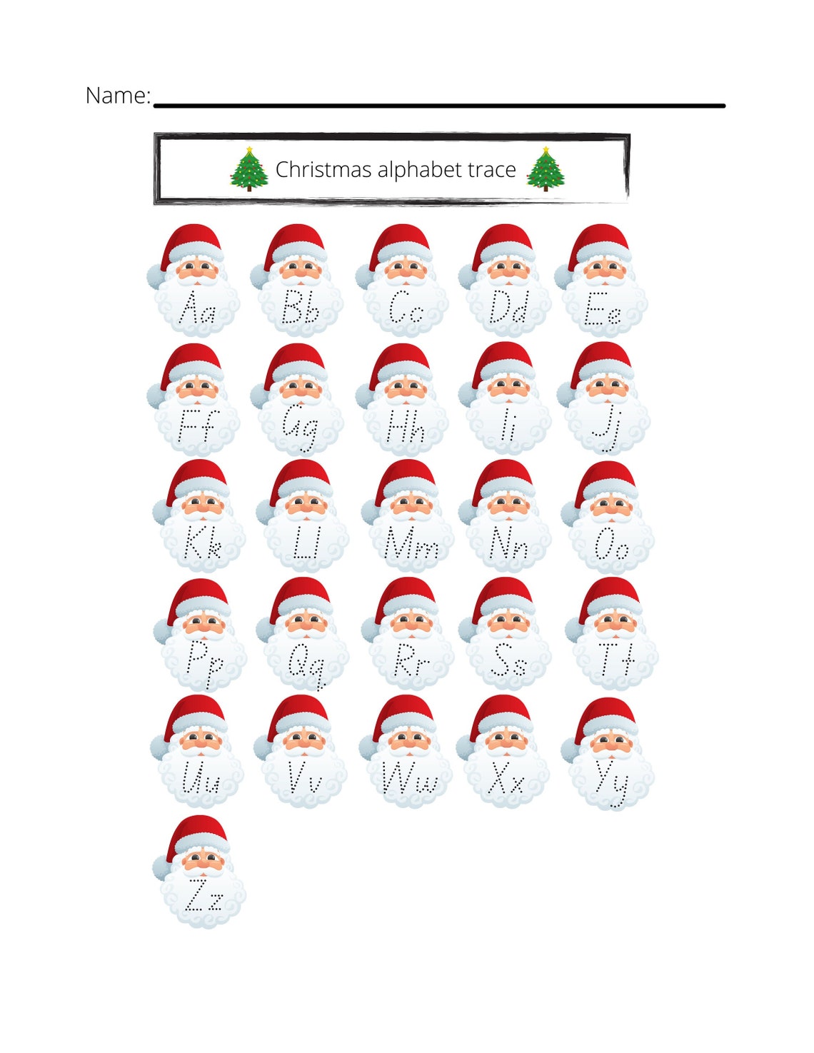 Christmas Alphabet Trace - Etsy