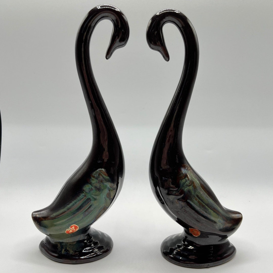 RARE Swan Figurines, Fine Quality Lego Japan Animal Figurine, Red Ware ...