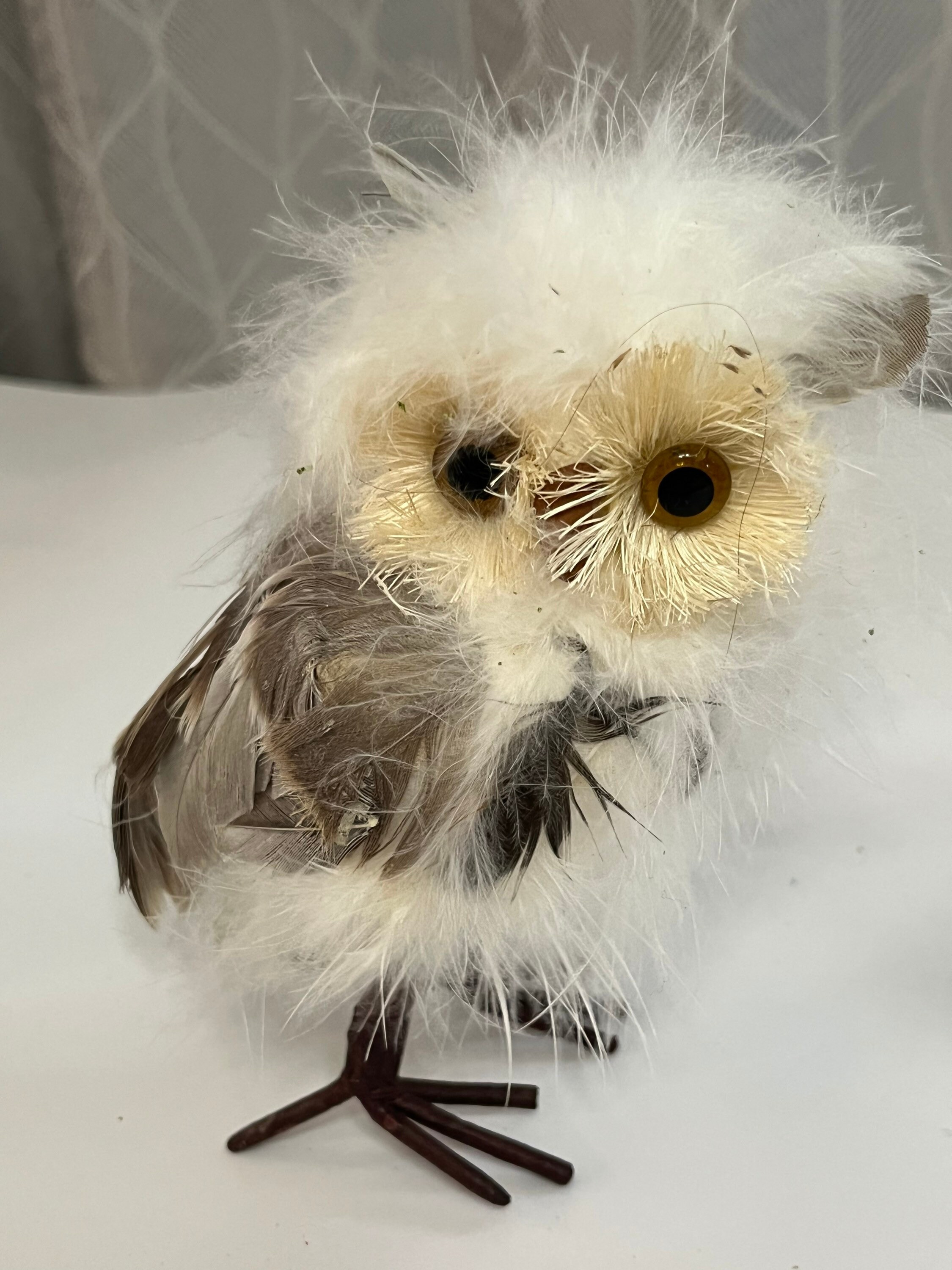 Vintage Owl Collection, Set of 3 Owls Fluffy Owls, White Owl, Brown Owl ...