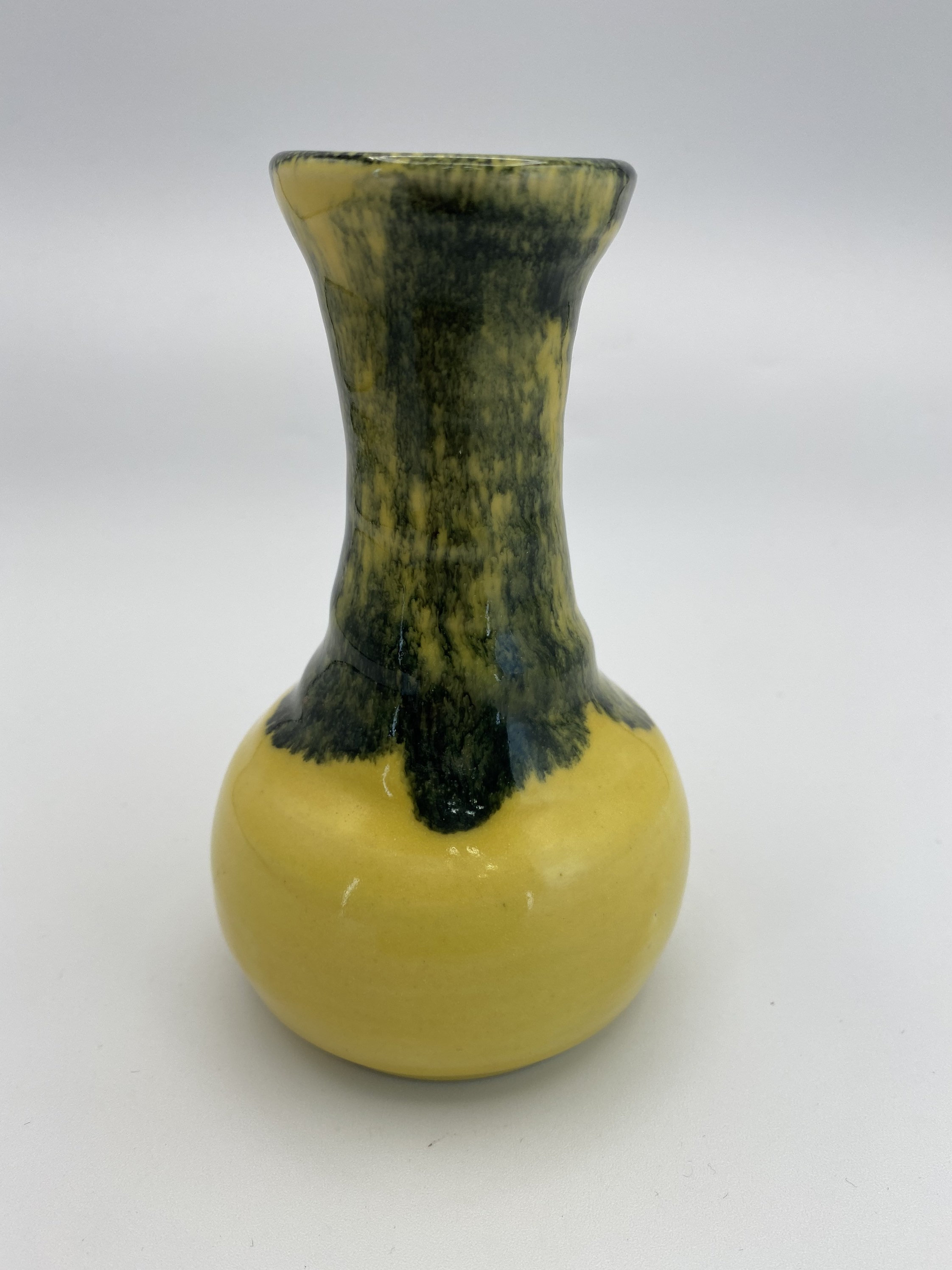 Vintage Canadian Pottery, Studio Pottery Vase Yellow With Navy Drip ...
