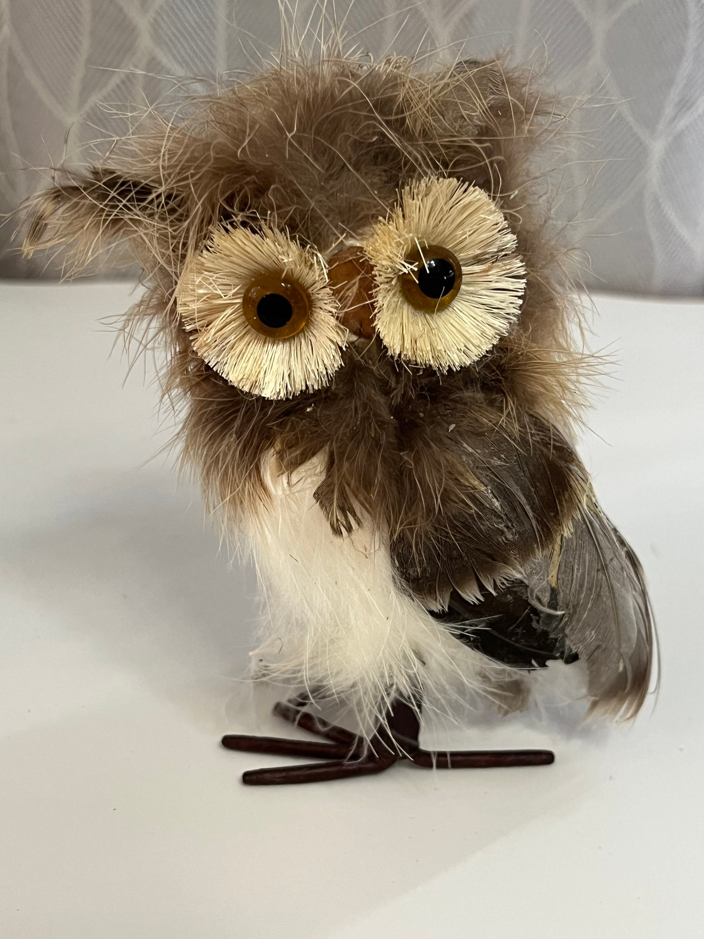 Vintage Owl Collection, Set of 3 Owls Fluffy Owls, White Owl, Brown Owl ...