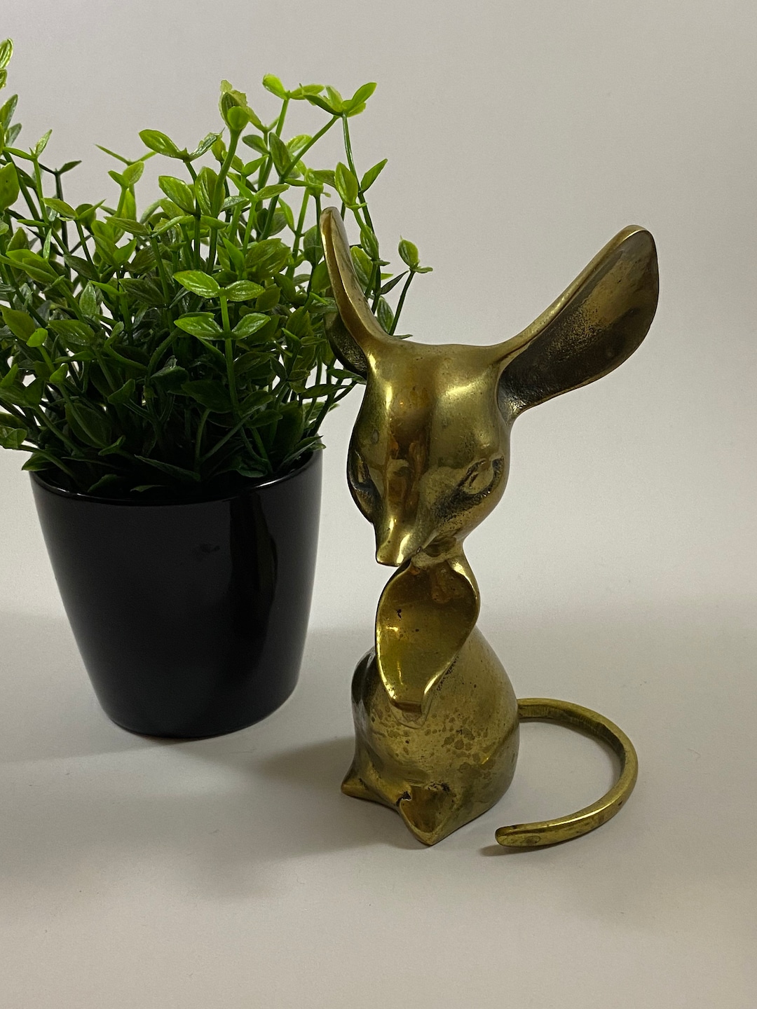 Vintage Solid Brass Mouse, Brass Figurine Mouse, MCM Brass Mouse, With ...