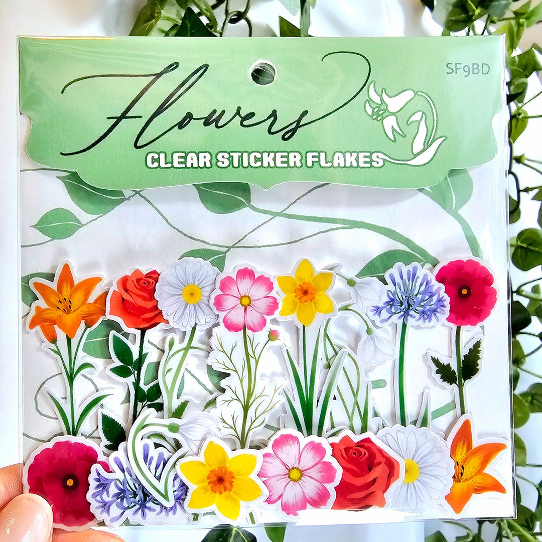 Flowers Clear Sticker Flakes - Bonus Stickers Included! - Etsy