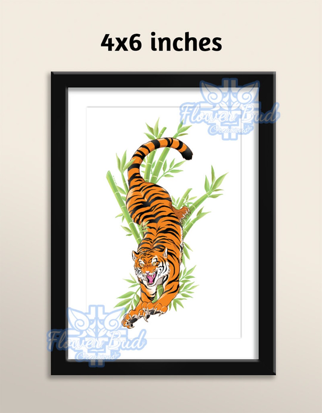 Tiger in the Bamboo Forest | Small Art Print | 4x6 Inches - Etsy