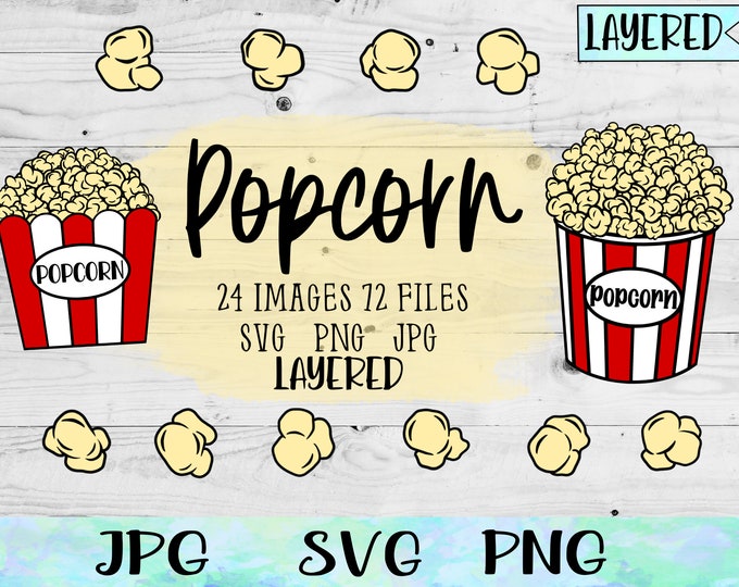 Popcorn Svg, Movie Theatre Popcorn Svg, Snack Food Svg, Svg for Cricut ...