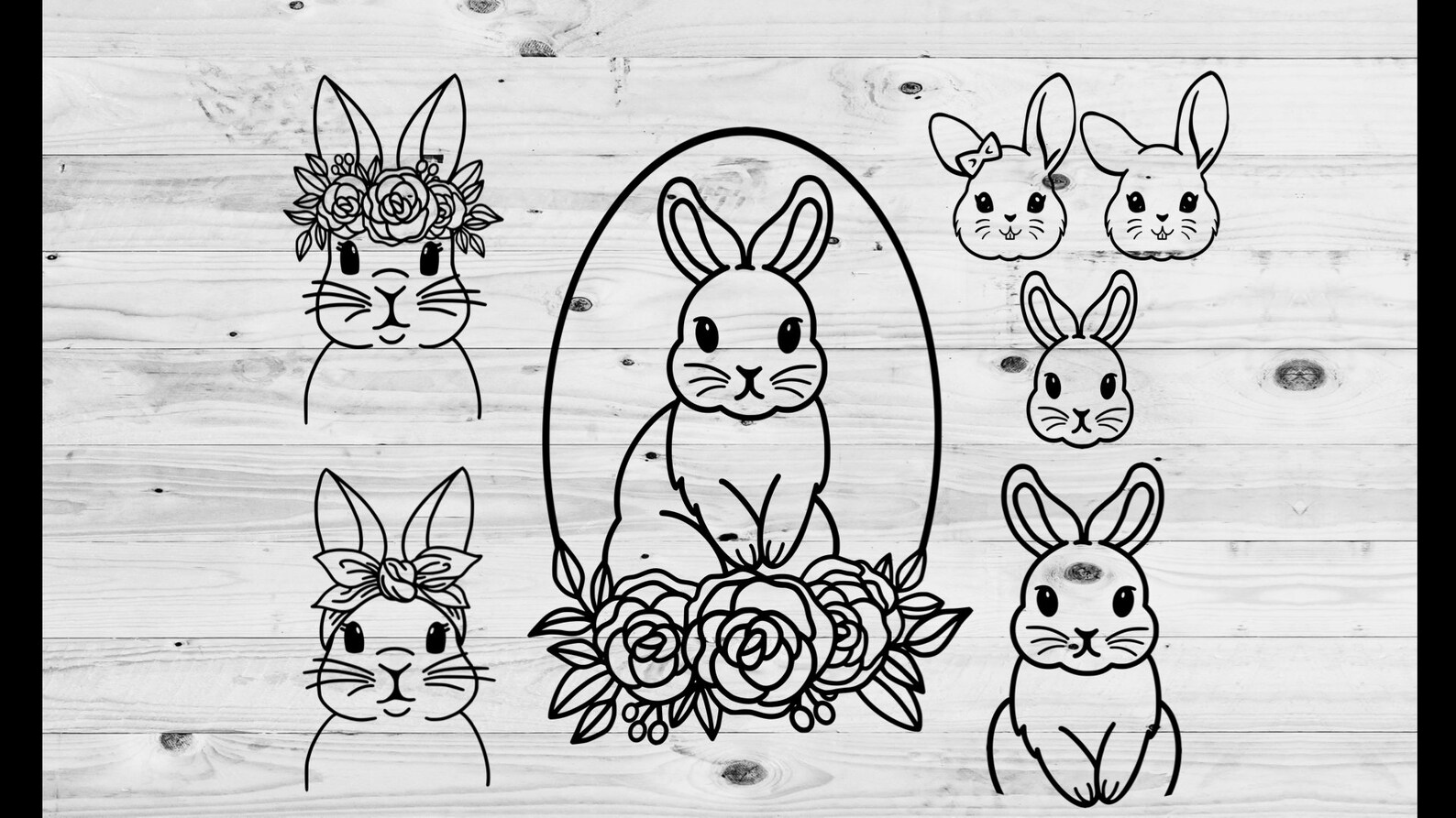 Easter Clipart Floral Bunny SVG Happy Easter Svg Bunny Face - Etsy