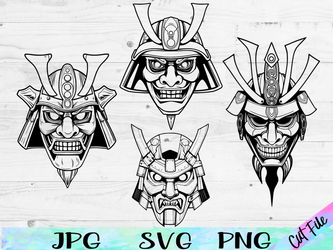 Samurai Vector, Oni Mask SVG, Samurai Mask SVG, Japanese Warrior ...