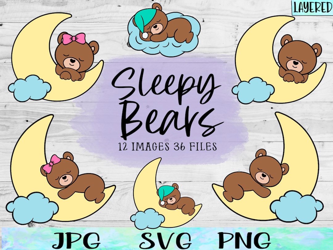 Sleepy Teddy Bear SVG, Teddy Bear SVG, Teddy Bear PNG, Teddy Bear ...