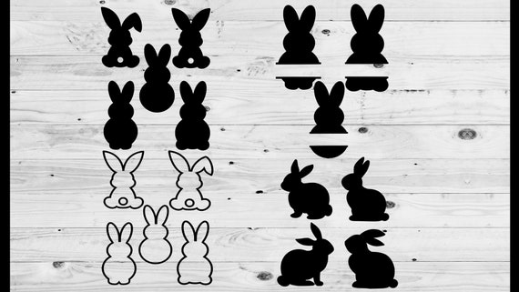 Easter Clipart Rabbit Silhouette Bunny SVG Bunny Stencil | Etsy