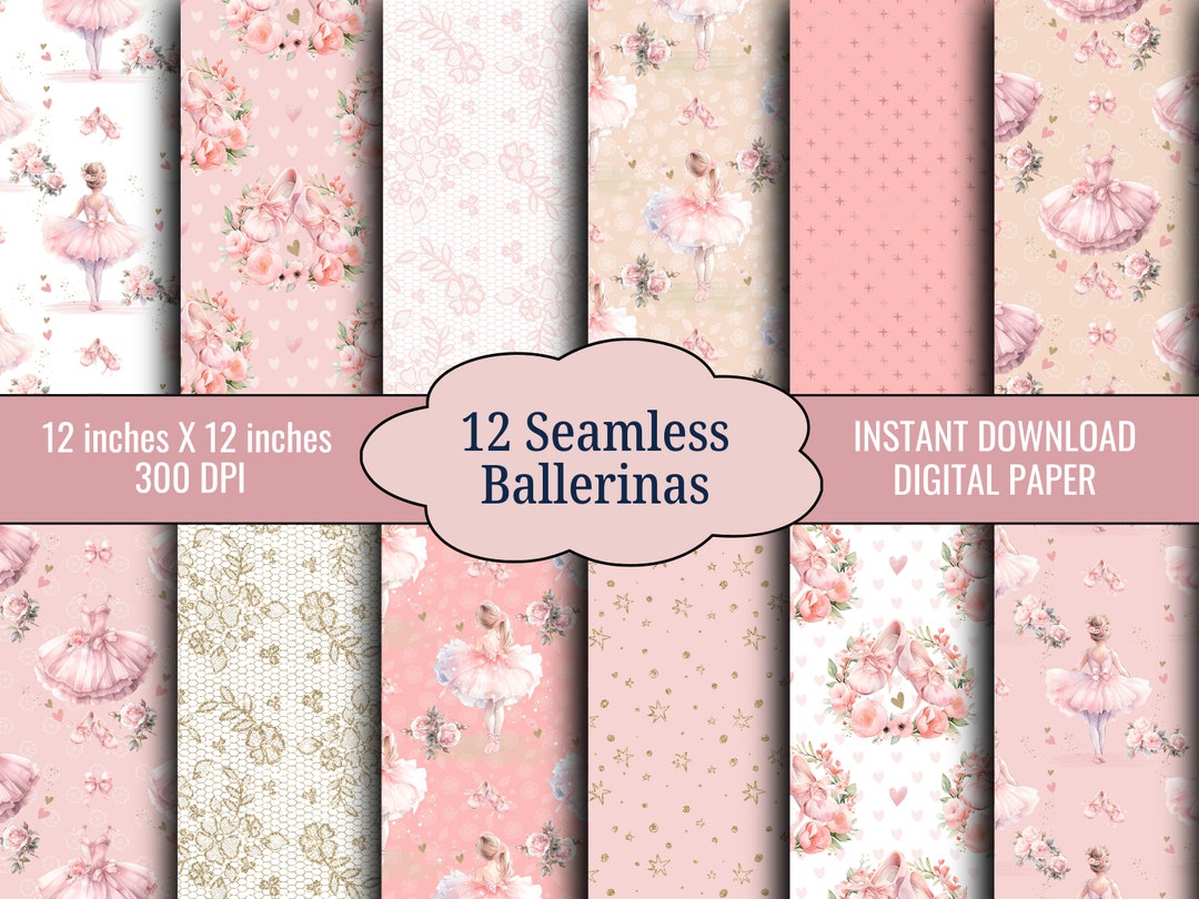 12 Seamless Watercolor Ballerinas Digital Paper, Printable Nursery ...