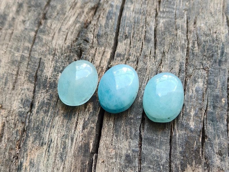 AAA Grade Natural Aquamarine Oval Grooved Cabochon – Hand Polished ...