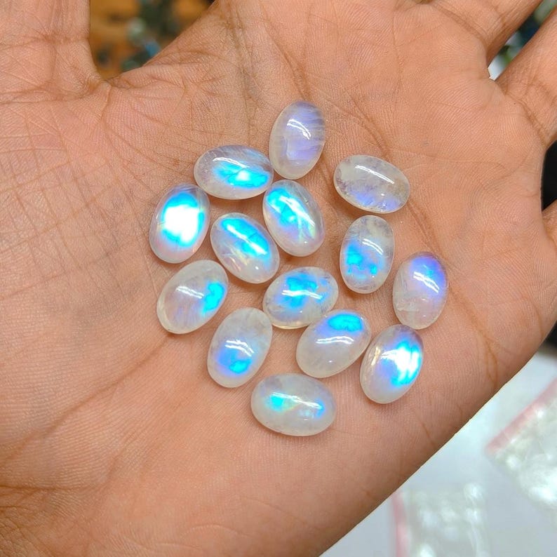 AAA+ Natural Moonstone Oval Cabochon – Calibrated Gemstone, Flat Back ...