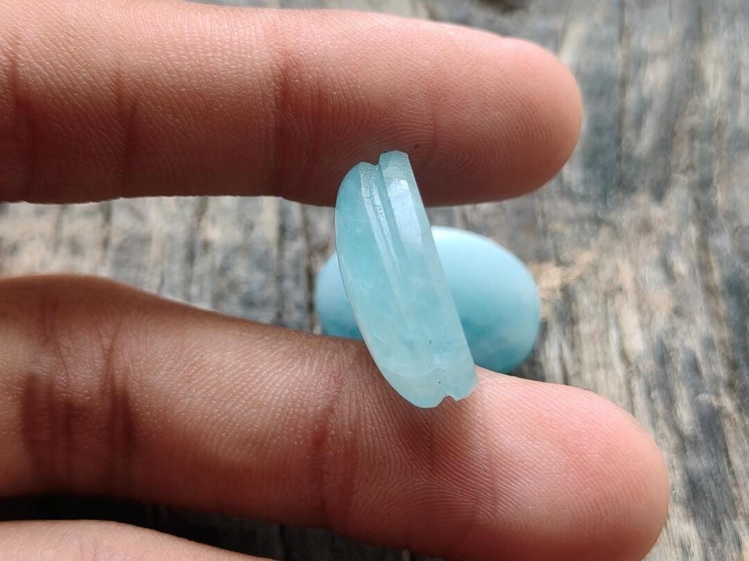 AAA Grade Natural Aquamarine Oval Grooved Cabochon – Hand Polished ...