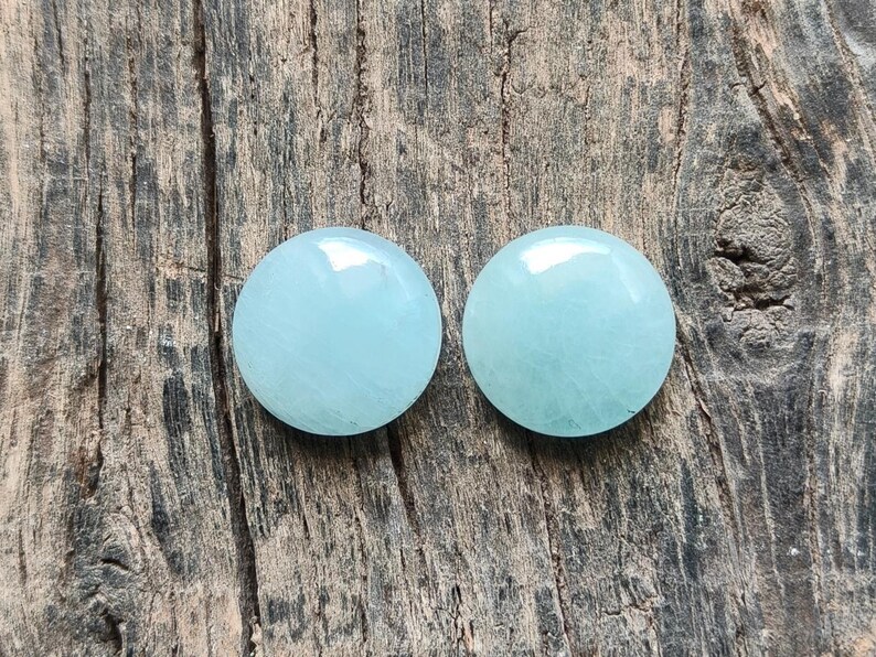 AAA Grade Natural Aquamarine Round Cabochon – Grooved Cut, Hand ...