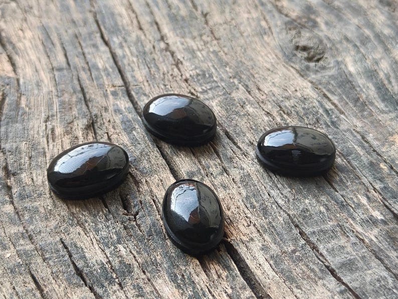 100% Natural Black Obsidian Oval Grooved Cabochon – Hand Polished Loose ...