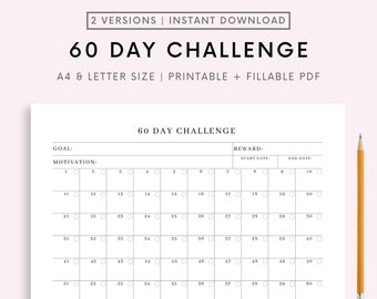 100 Day Challenge, Goal Setting, Goal Progress Tracker, Habit Forming ...