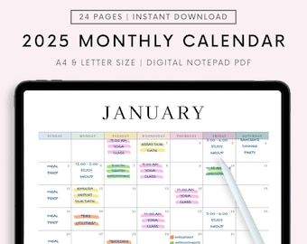2025 Calendar 2025 Monthly Planner Printable 2025 Vertical Monthly ...