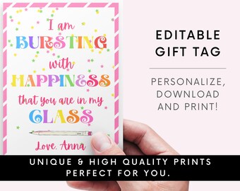 Bursting With Happiness That You Are My Teacher Personalized Printable ...