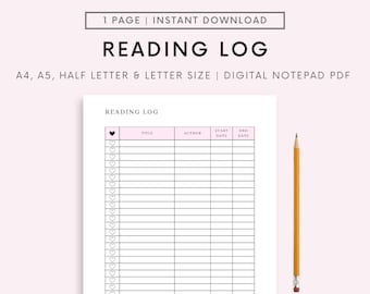 Book Tracker, Bookshelf Reading Log , Books I've Read, Yearly Monthly ...