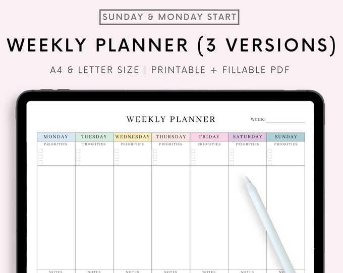 Weekly Planner Goodnotes Template, Undated Weekly Planner Template ...