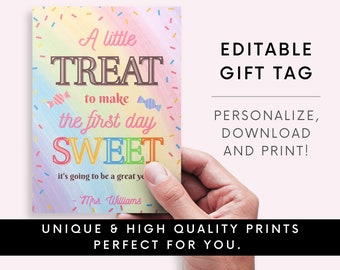 EDITABLE Welcome Back to School Gift Tag, First Day of School, Teacher ...