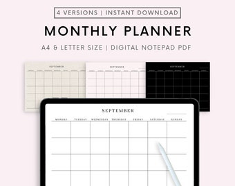 Monthly Planner Undated Digital Planner Template for Goodnotes - Etsy