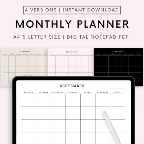 Digital Calendar Monthly Planner Goodnotes Template Undated - Etsy