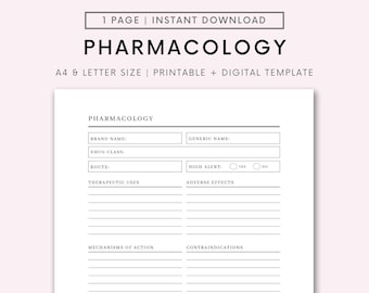 PRINTABLE Nursing School Pharmacology Template | Printable Pharmacology ...
