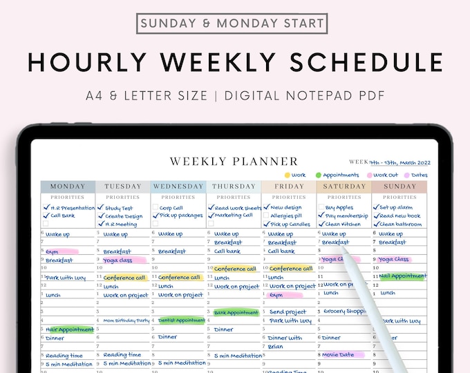 Weekly Planner Goodnotes Template, Undated Weekly Planner Template ...