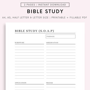 Printable Bible Study, SOAP Bible Study, Scripture, Observation, Apply ...